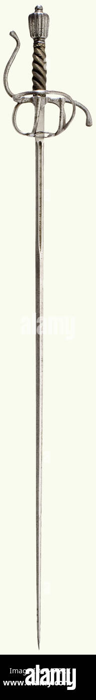 A German rapier, circa 1600. A slender, ridged thrusting blade, with ...