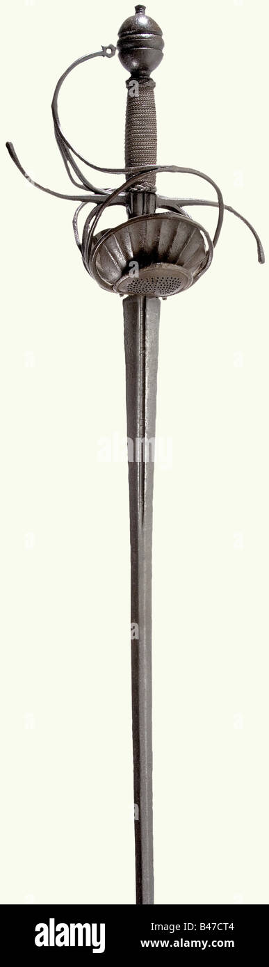 An Italian long rapier, circa 1620. Slender, thrusting blade of ...