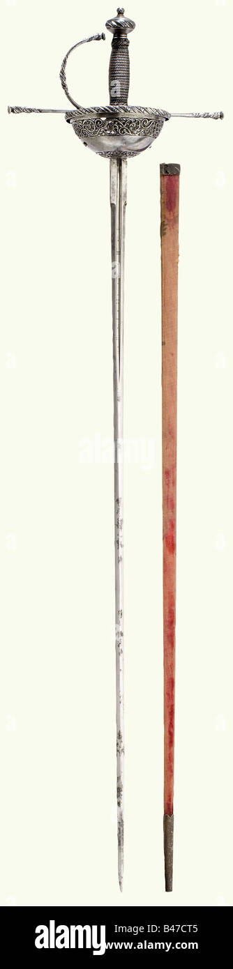 A cup-hilted rapier, Brescia, circa 1680. Slender, ridged thrusting ...