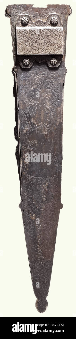 A iron "Landsknecht" dagger scabbard, France, end of the 16th century ...