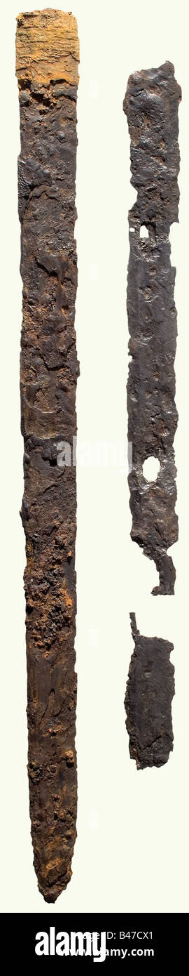 A set of weapons, Ancient Bavarian, 5th/6th century. A large spatha ...