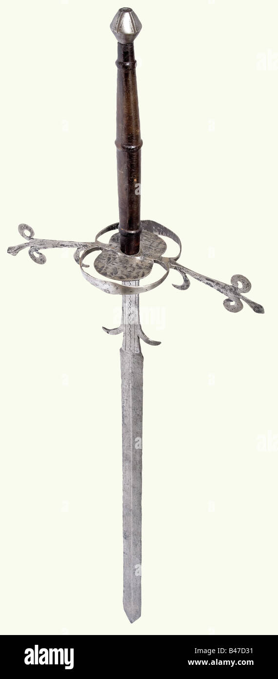 A German two-handed sword, circa 1580. Massive, slightly ridged blade ...
