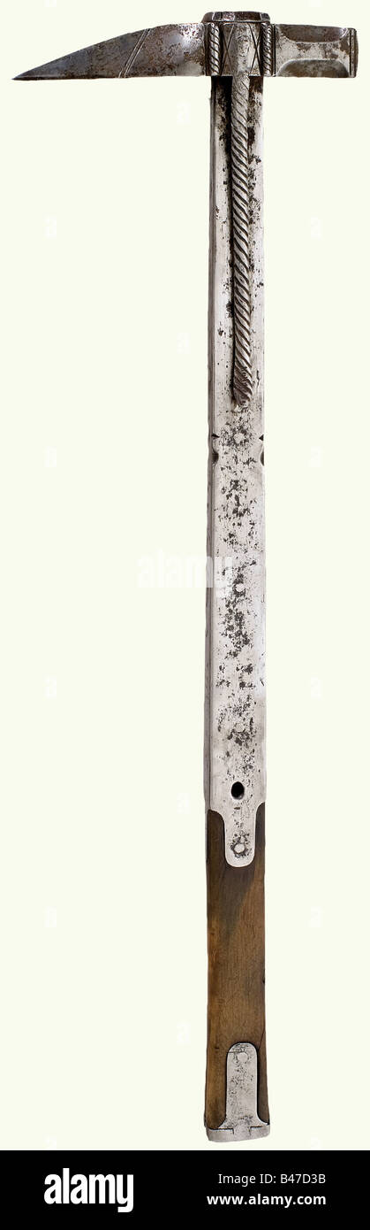 A German horseman's war hammer, 16th Century. Heavy three sided beak ...