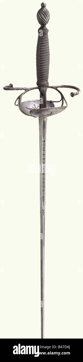 An Italian rapier, circa 1700. A thrusting blade with a diamond shaped ...