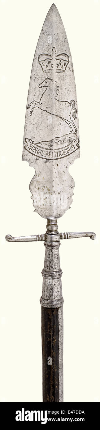 A spontoon, Reign of Duke Karl I, (1735 - 1780). Ridged, etched blade ...