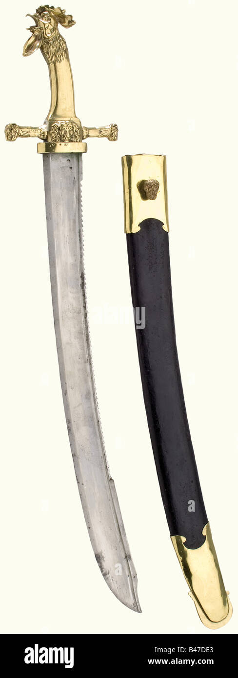 A sapper's sabre., A heavy sawback blade with wide fullers, a rear edge ...