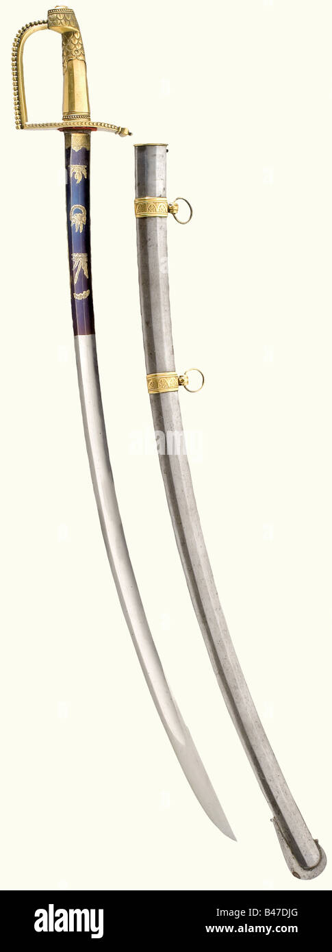 A sabre for a Light Cavalry Officer., Slightly curved blade, the lower ...