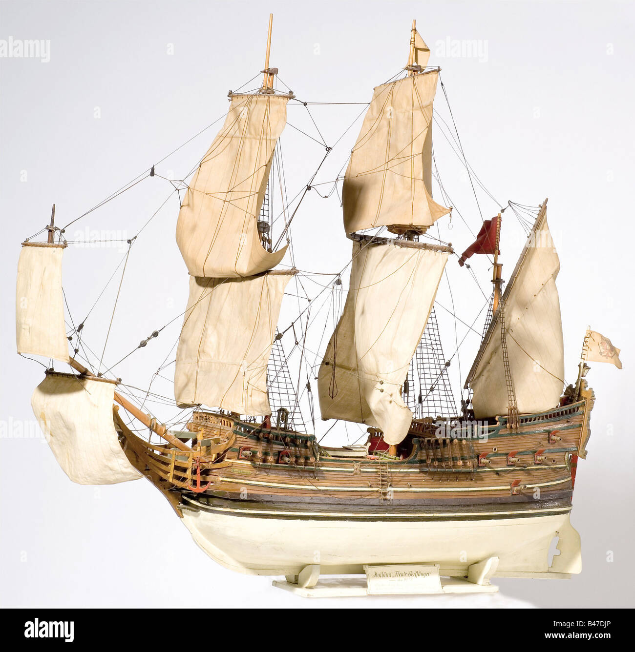 A model ship, of the Brandenburg fluyt Derfflinger (1681 - 1694). Model ...