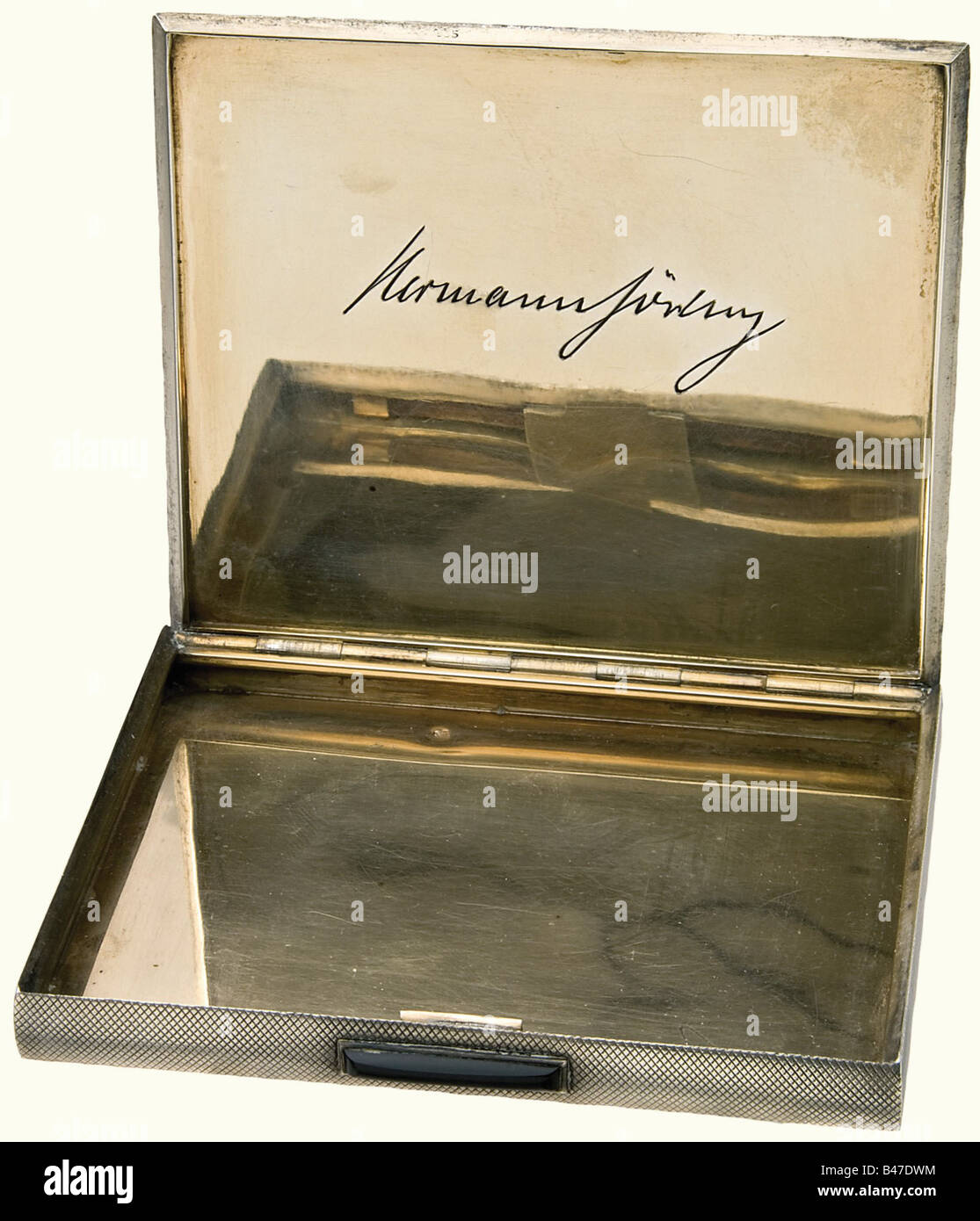 Hermann Göring - a presentation cigarette case., Silver with a gilded ...