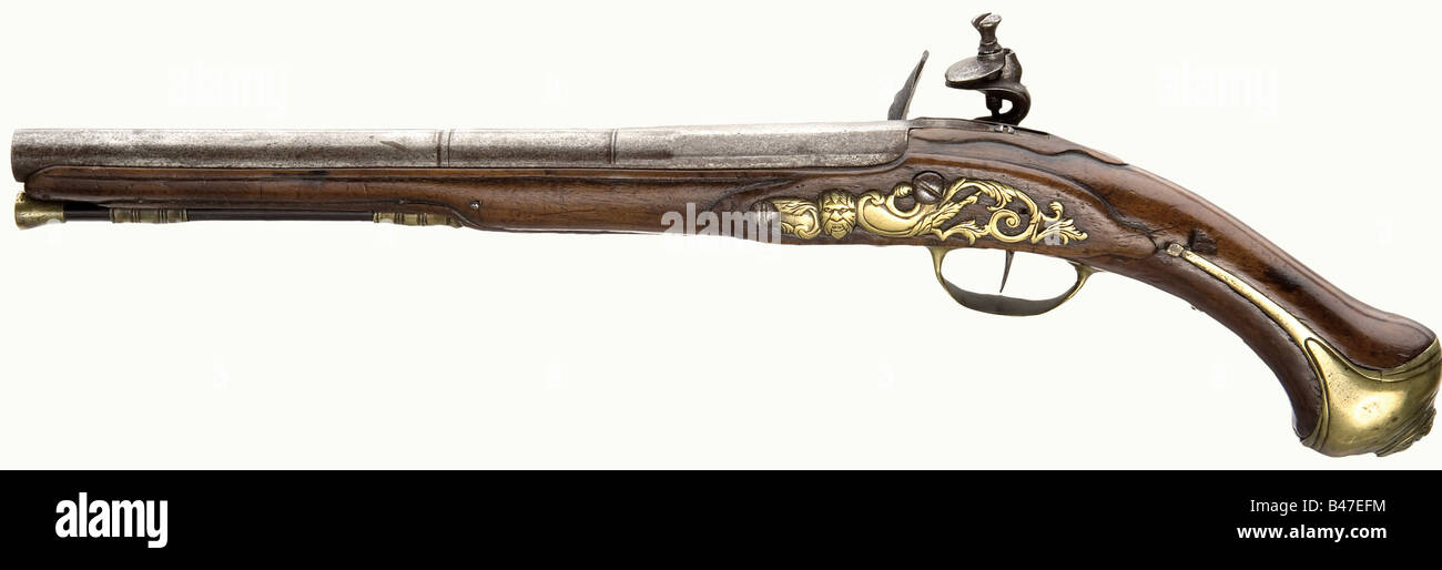 A pair of flintlock pistols with interior frizzen springs, France ...