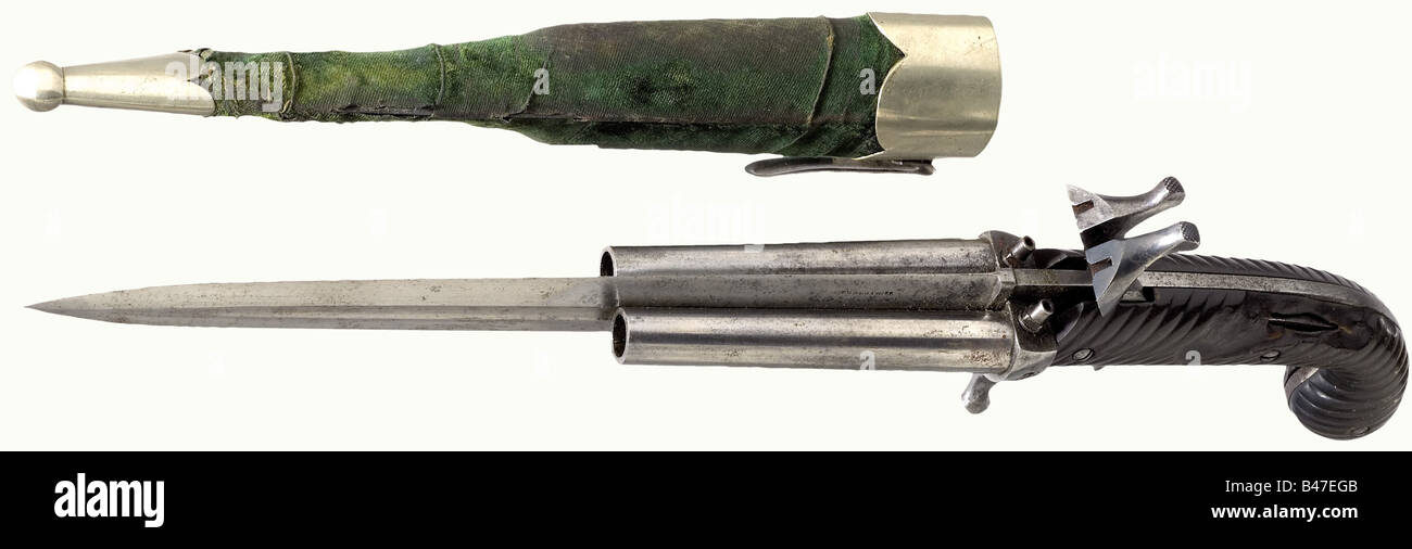 A double-barrelled percussion dagger-pistol, Dumouthier, Paris, circa ...