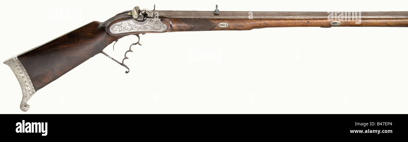 A back action percussion target rifle, Alps Region, circa 1860. Heavy ...