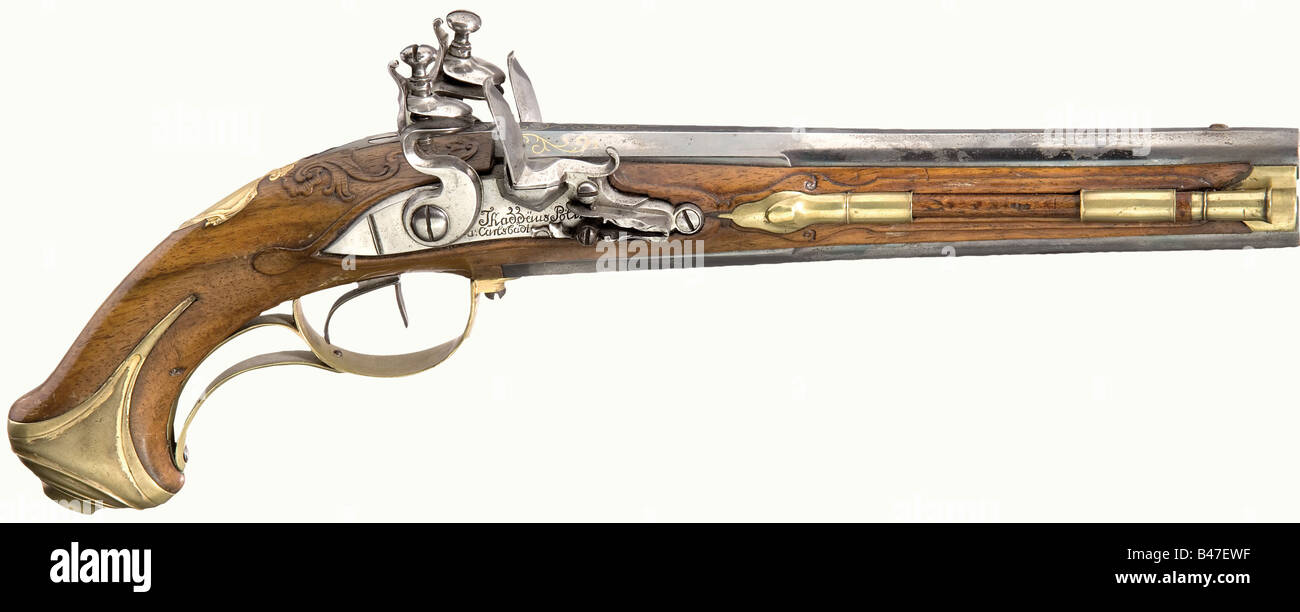 A flintlock over-and-under double-barrelled pistol, Thaddäus Poltz in ...