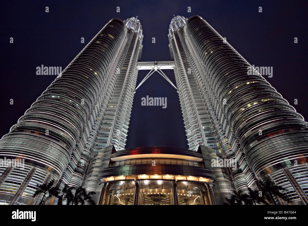 Wide angle view of the Petronas twin towers at sunset Stock Photo - Alamy