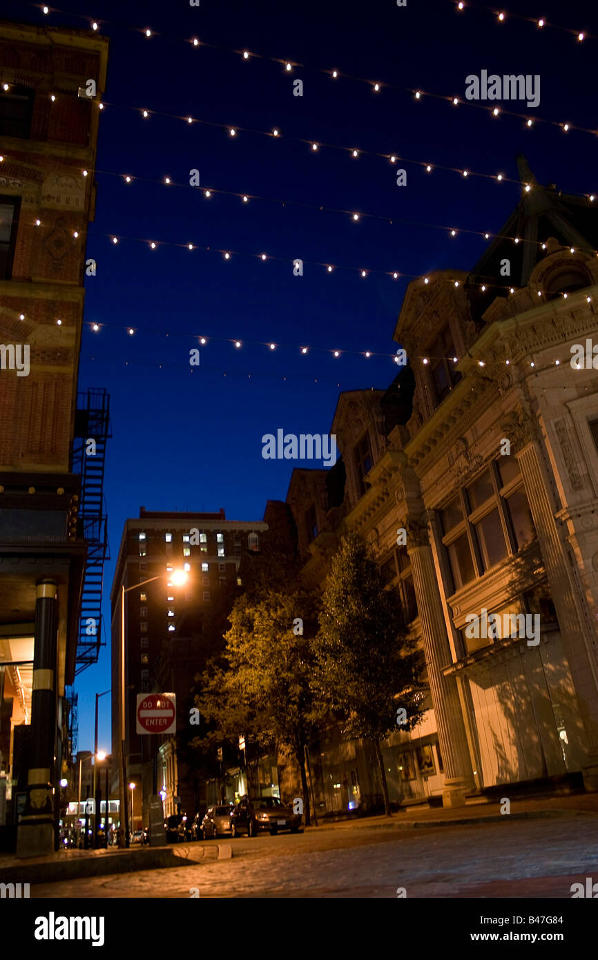 A downtown night scene in the city of Providence Rhode Island Stock ...