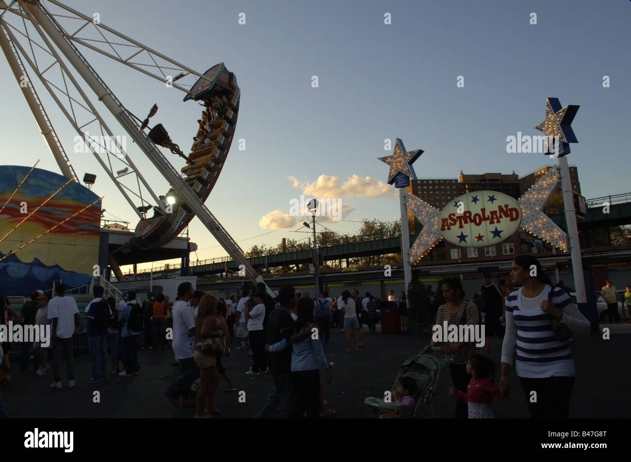 Visitors to Astroland in Coney Island in the Brooklyn borough of New ...
