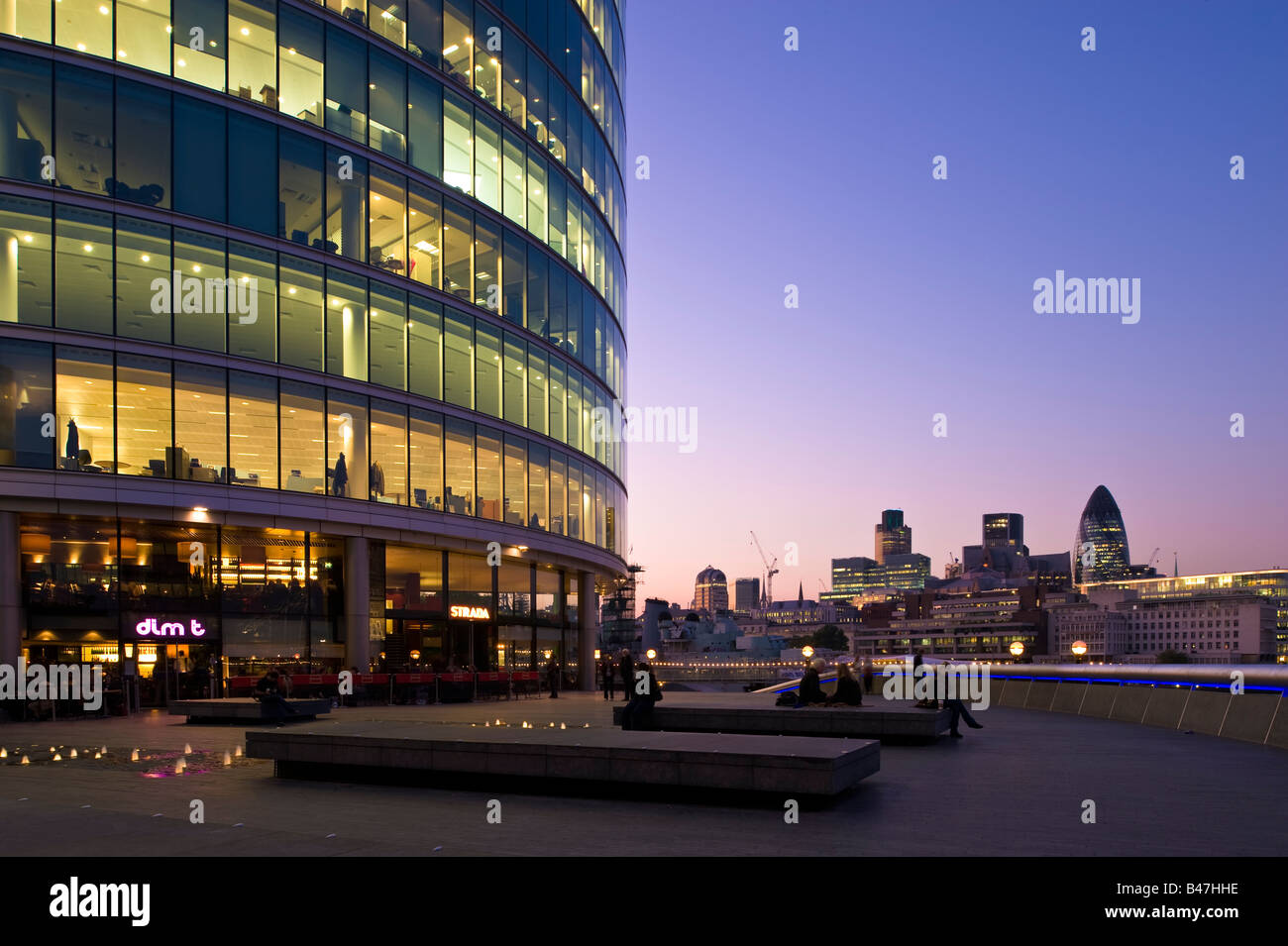 More London Riverside and City of London skyline at dusk SE1 London ...