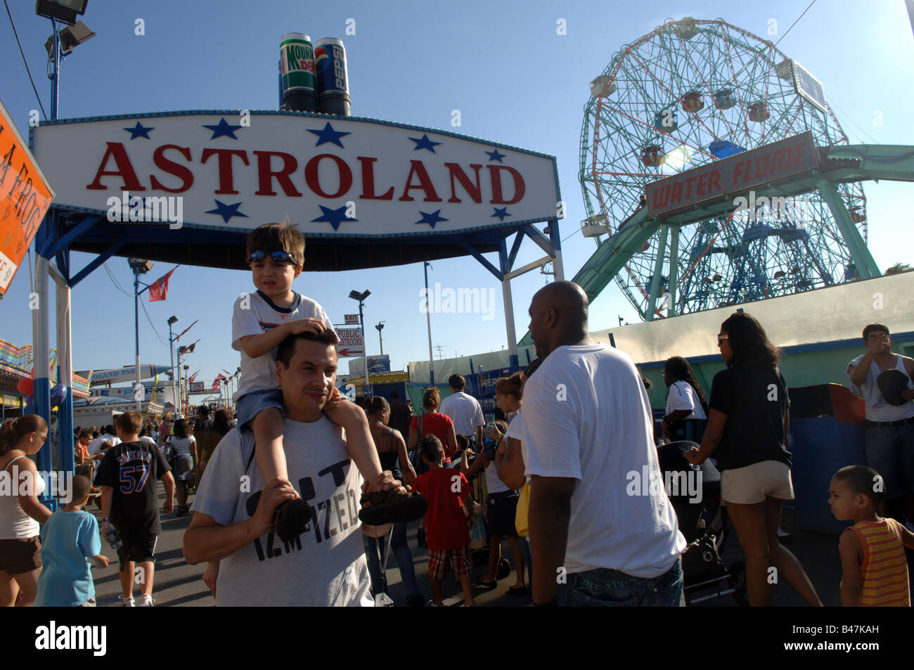 Visitors to Astroland in Coney Island in the Brooklyn borough of New ...