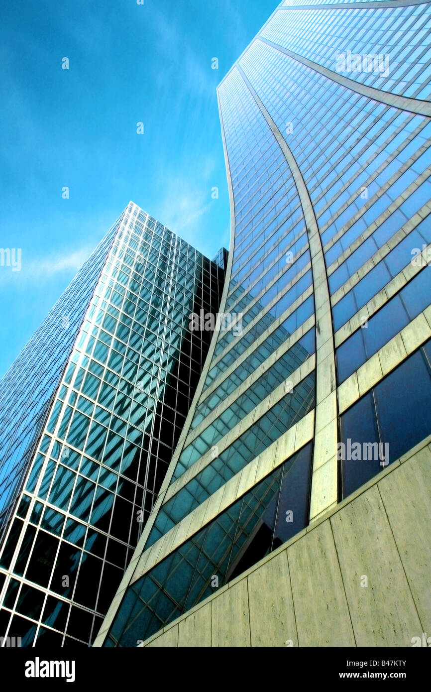 Skyscraper with a dramatic blue sky Stock Photo - Alamy