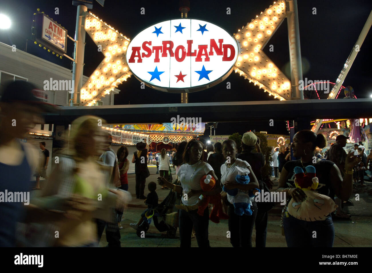 Visitors to Astroland in Coney Island in the Brooklyn borough of New ...