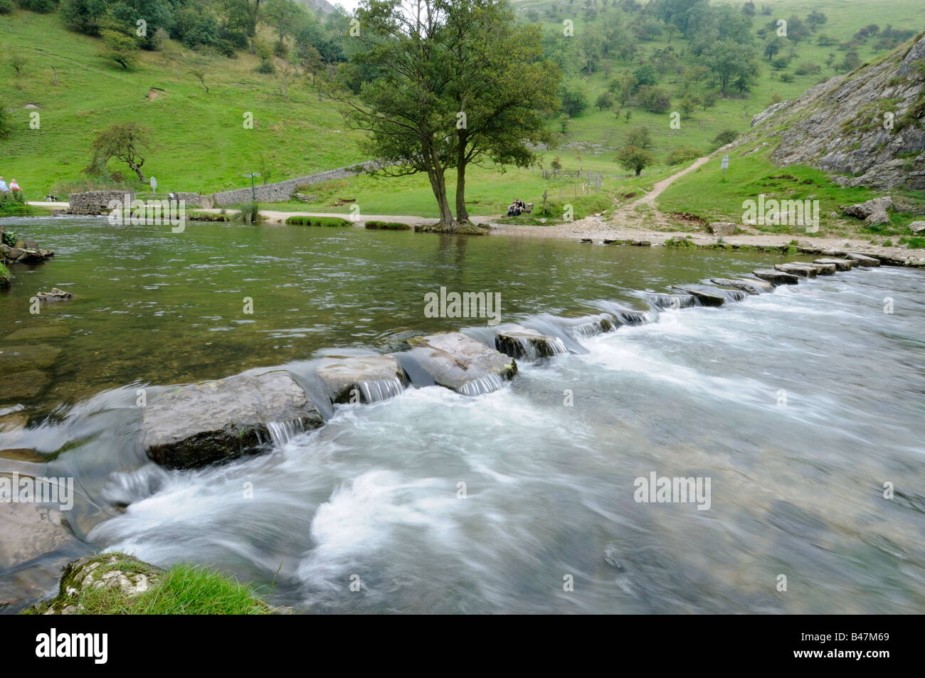 The Stepping Stones at high water across the River Dove Dovedale The ...