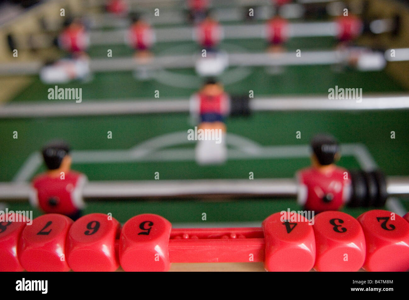A close-up view of a traditional English Table football Game Stock ...