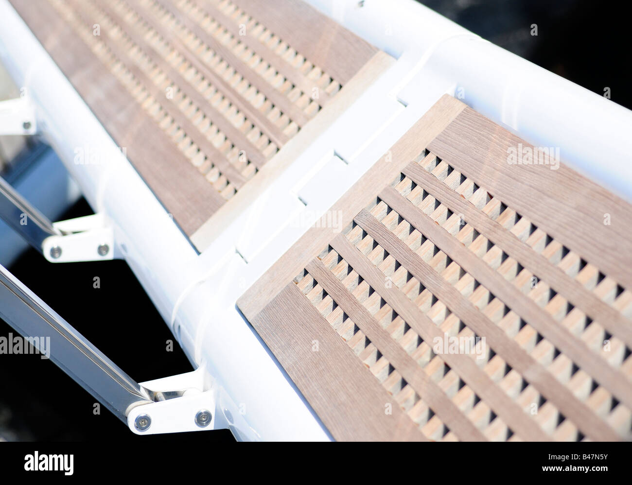 Walkway, plank, jetty onboard a super yacht. Picture by Patrick Steel ...