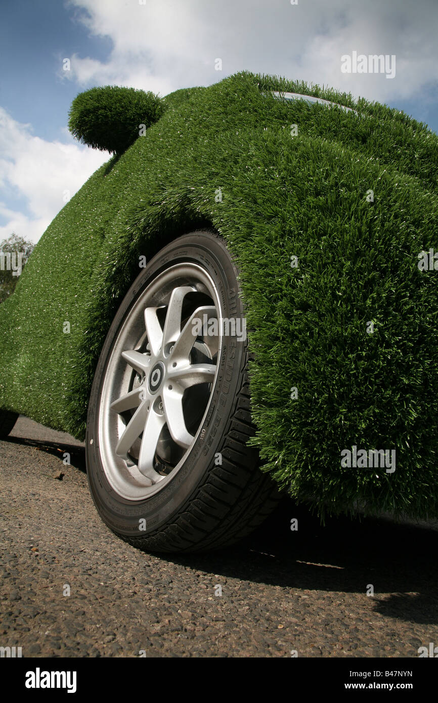 Smart Car covered in artificial grass Stock Photo - Alamy