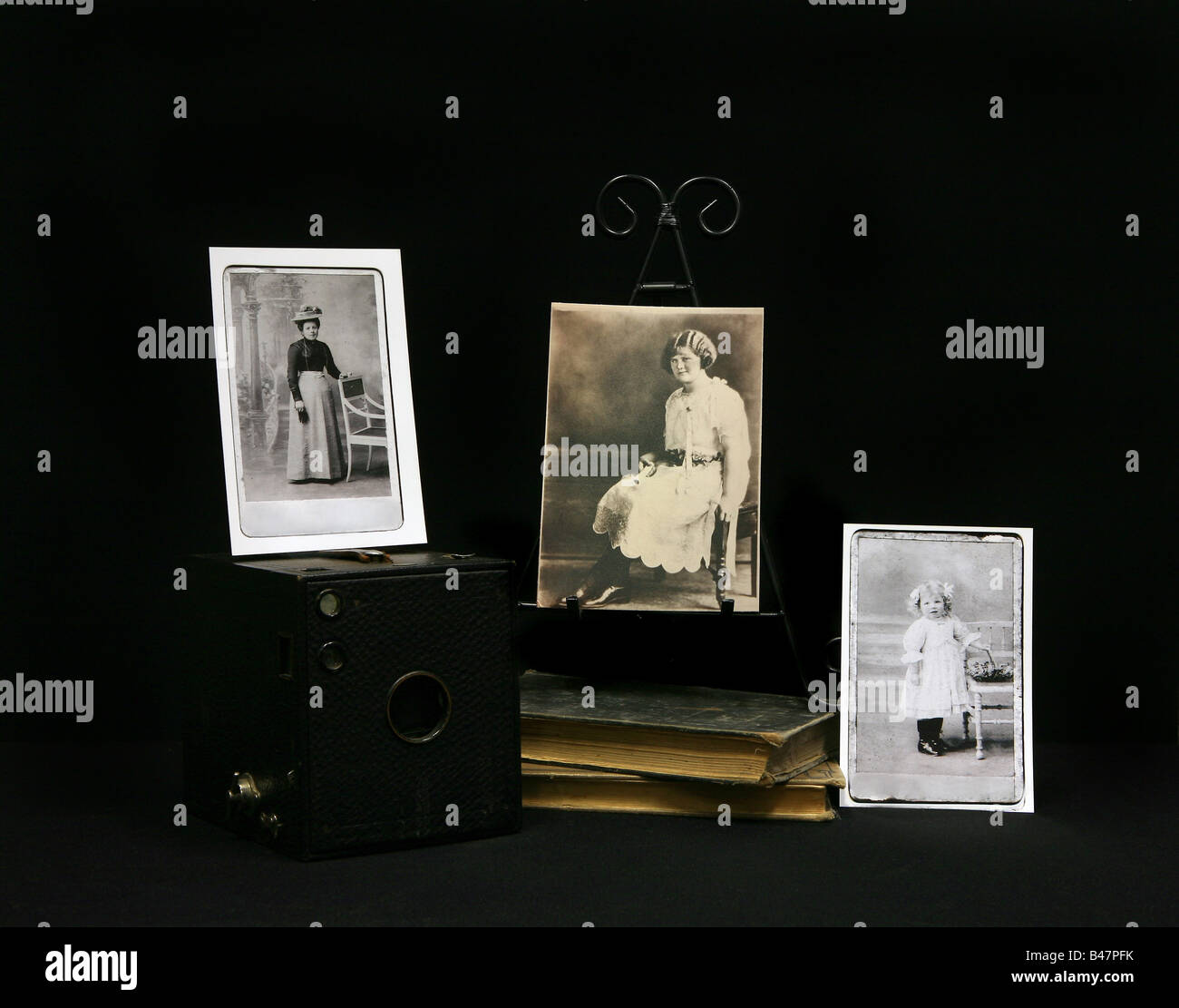 Vintage Photographs from 1910 era With Books and Vintage Pinhole Camera ...