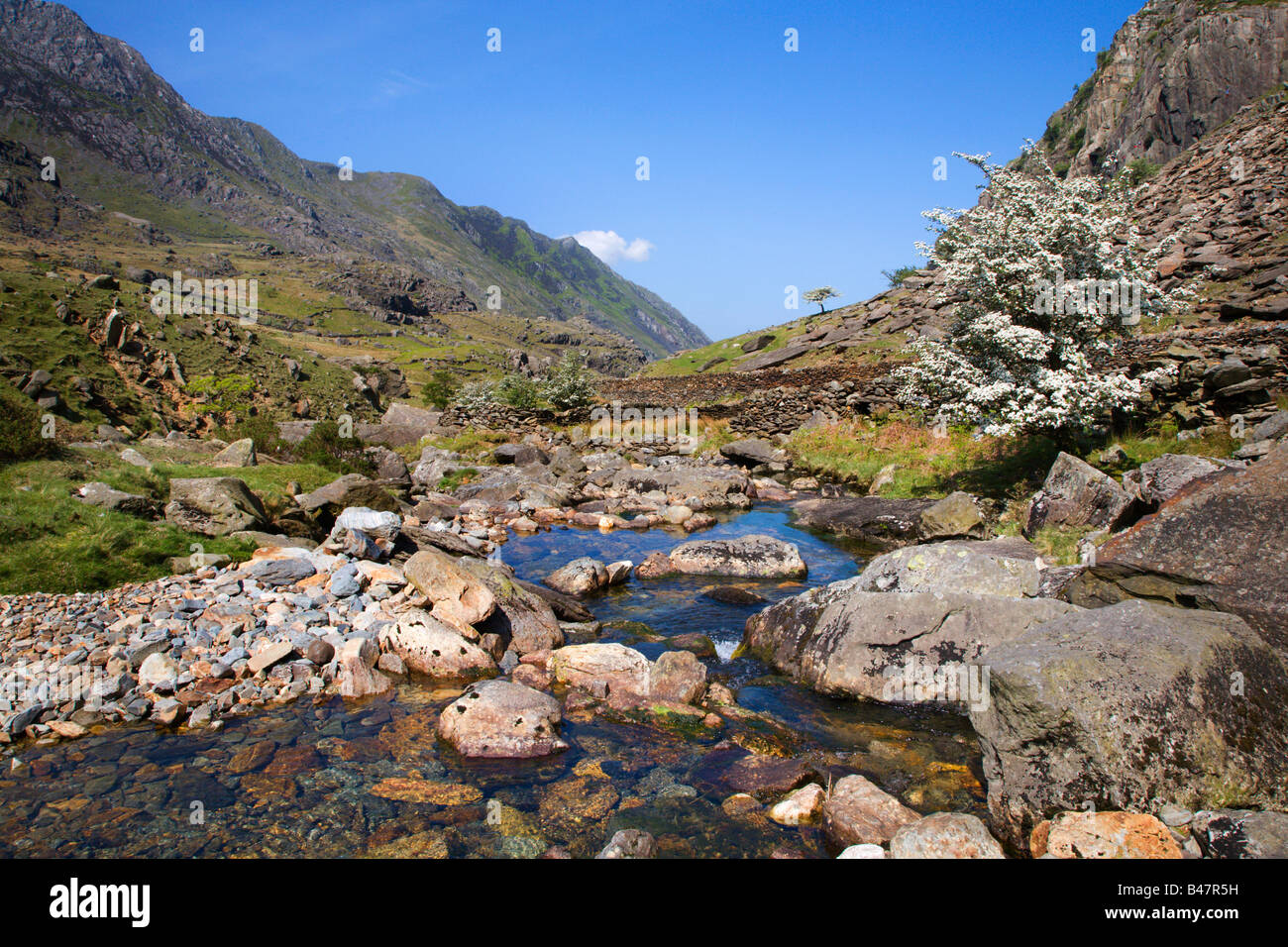 Mountain Stream Pass of Llanberis Snowdonia Wales Stock Photo - Alamy
