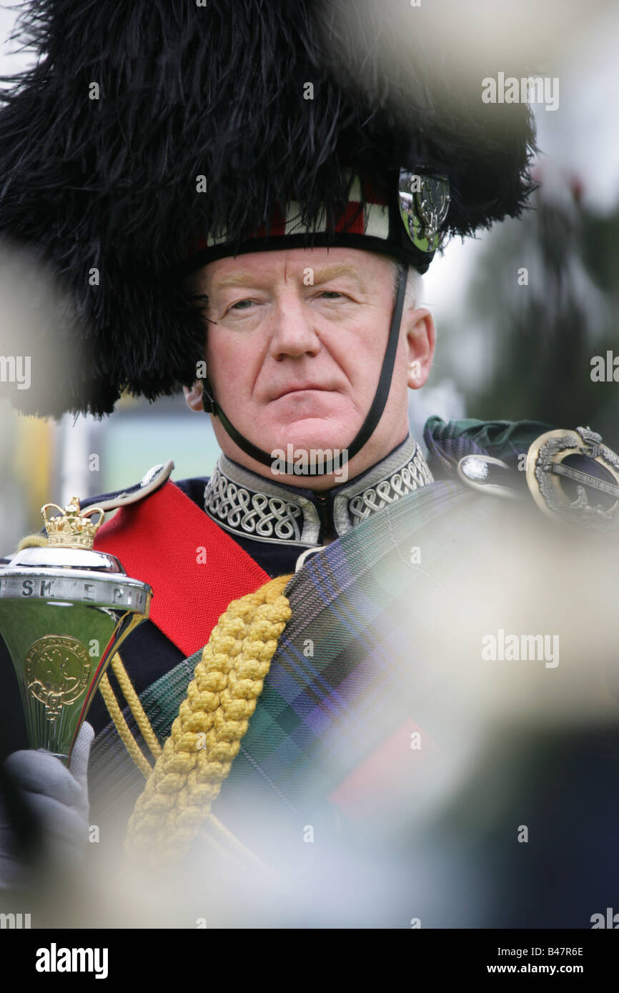 Village of Braemar, Scotland. Drum Major from the Isle of Skye Pipe ...