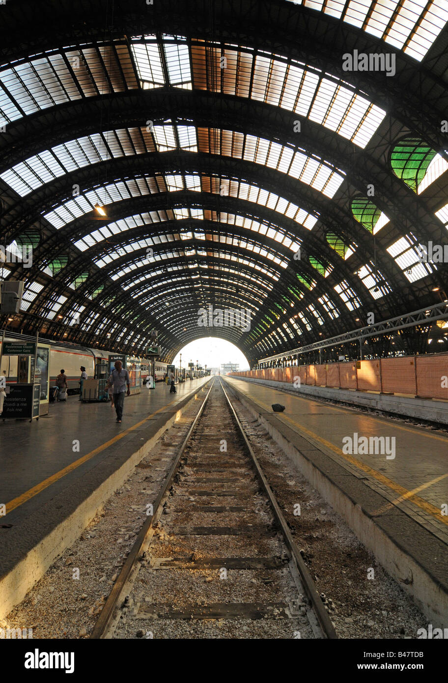 Interior of the Milan central train station, which is famous for its ...