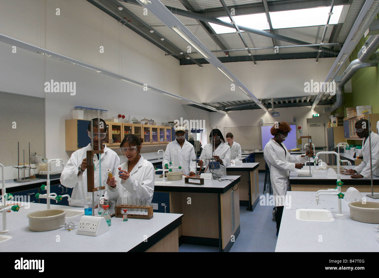 Mixed Sixth form college students in modern college laboratory Stock ...
