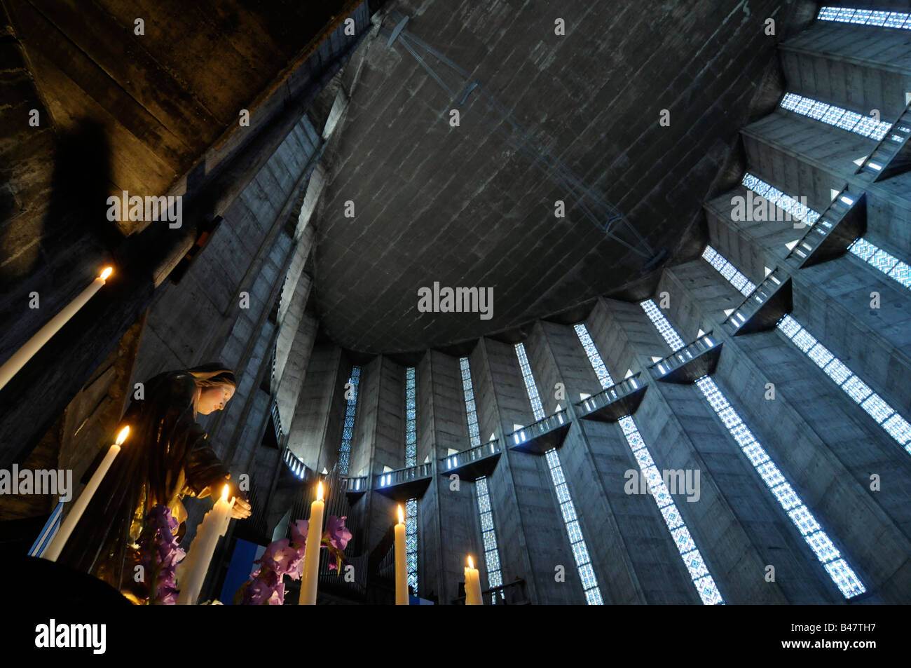 Interior of the main Royan church, built after the 2sd World War in a ...