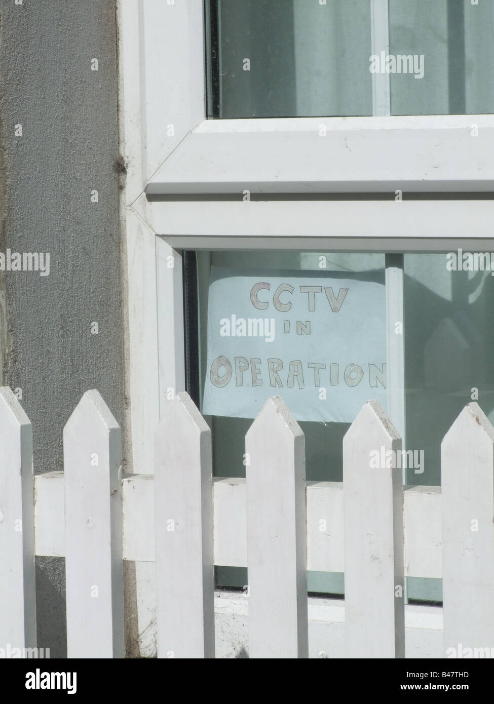 cctv sign in house window Stock Photo - Alamy