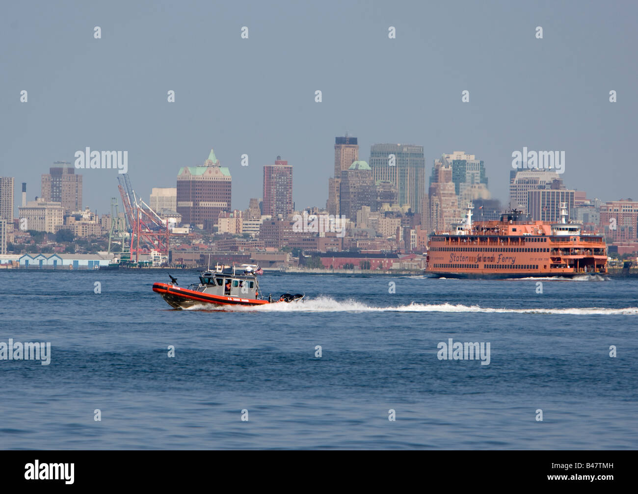 US Coast Guard patrol boat in New York harbor Stock Photo - Alamy