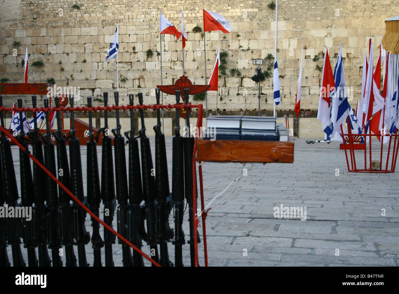 Israel Jerusalem Wailing Wall M16 Rifles Awaiting a military ceremony ...
