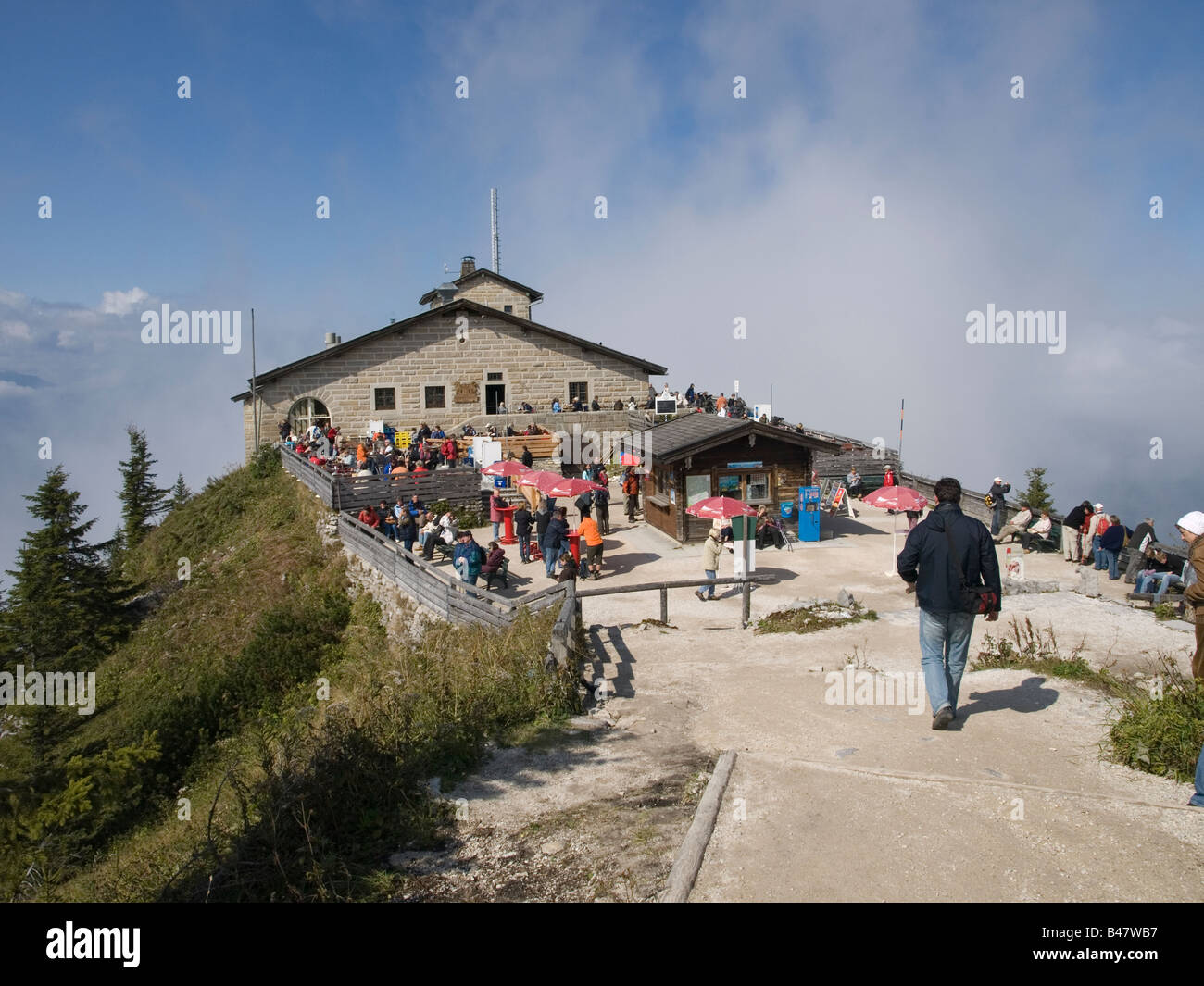 The Kehlsteinhaus or Hitlers Eagles Nest on a peak above Berchtesgaden ...