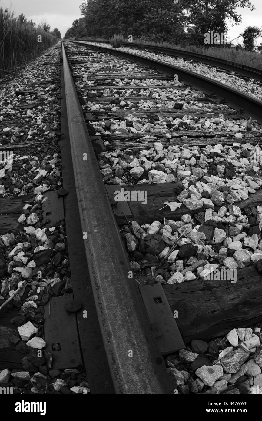 Light rain on the train tracks Stock Photo - Alamy