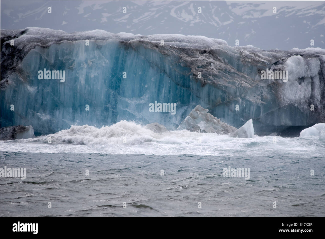 Ice sheet braking Glacial Lake Iceland Stock Photo - Alamy
