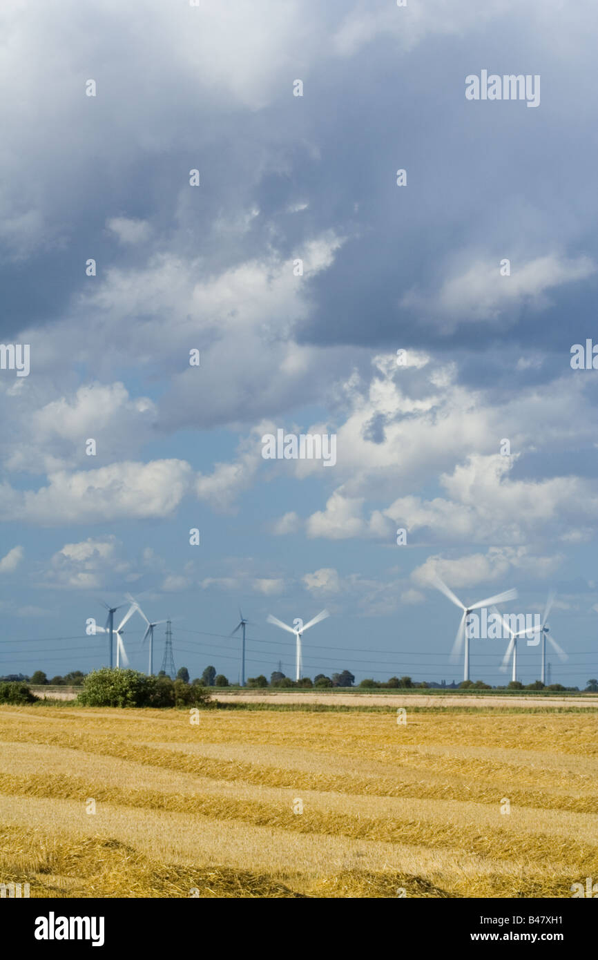 Farming landscape with distant turbines hi-res stock photography and ...