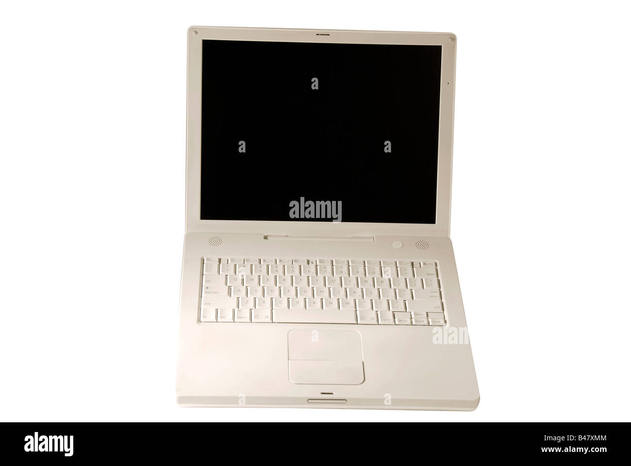 White laptop computer with blank screen Stock Photo - Alamy