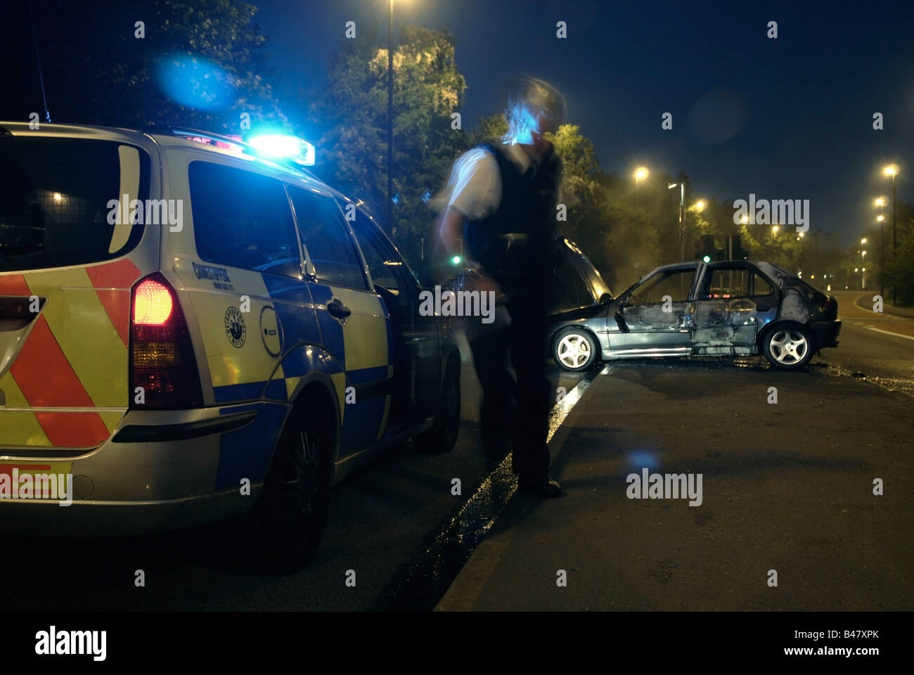 Destroyed police car hi-res stock photography and images - Alamy