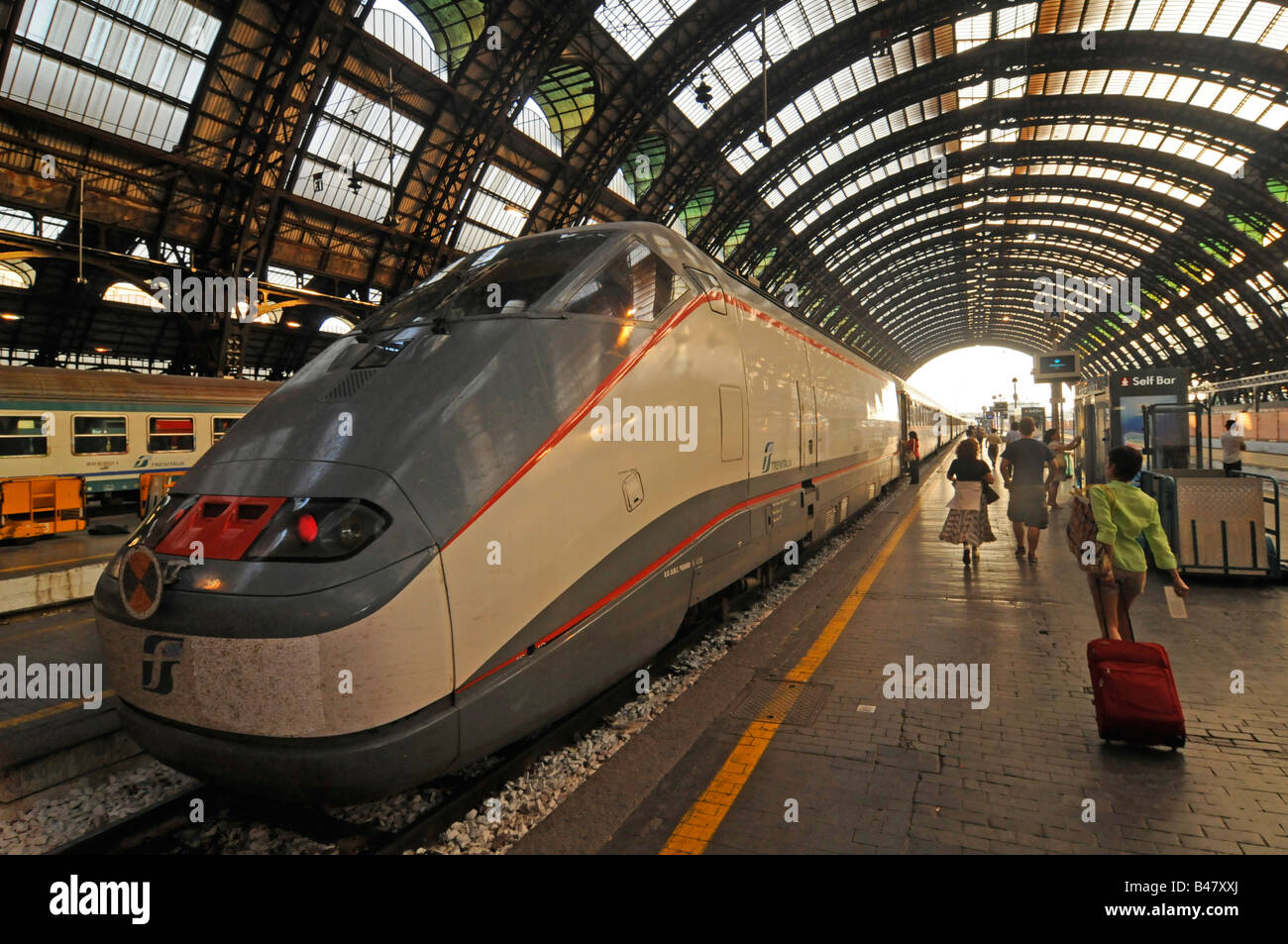 Interior of the Milan central train station, which is famous for its ...