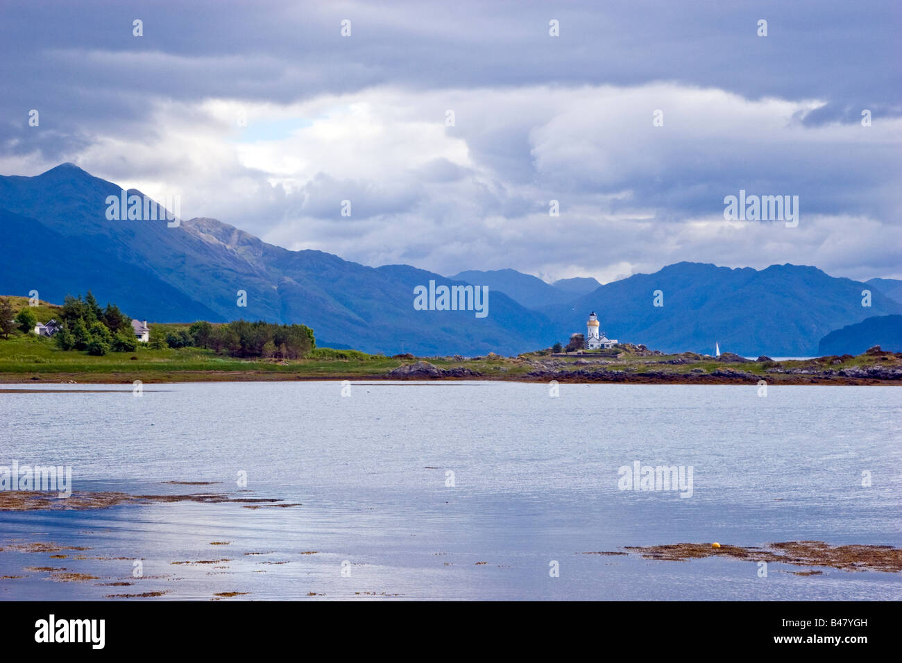 Isleornsay Lighthouse and Ben Sgritheal in the background, Isle of Skye ...