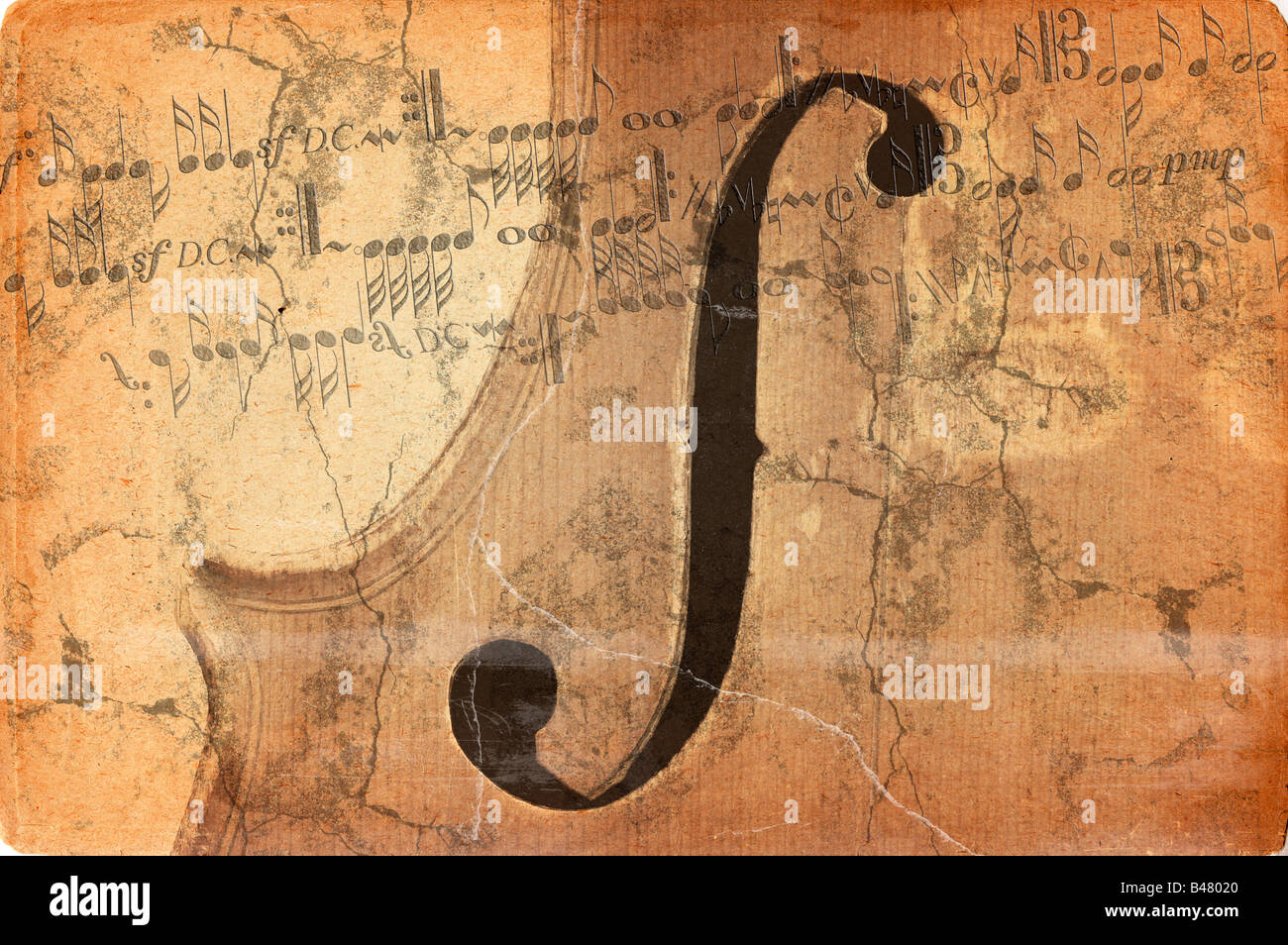 Image of the grunge music background with old fiddle in grunge style ...
