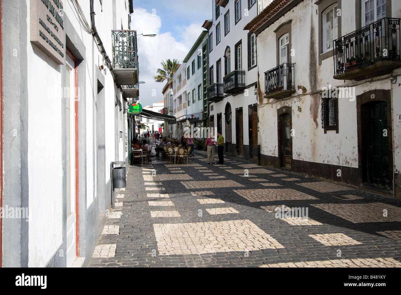 Azores ,A narrow street in Ponta Delgada Stock Photo - Alamy