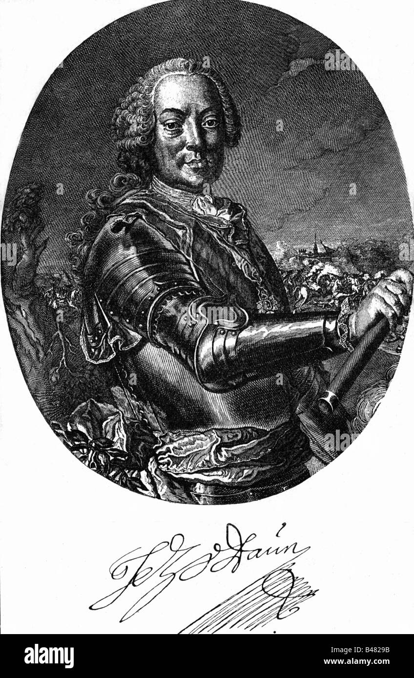 Daun, Count Leopold Joseph, 24. 9.1705 - 5.2.1766, Austrian field ...