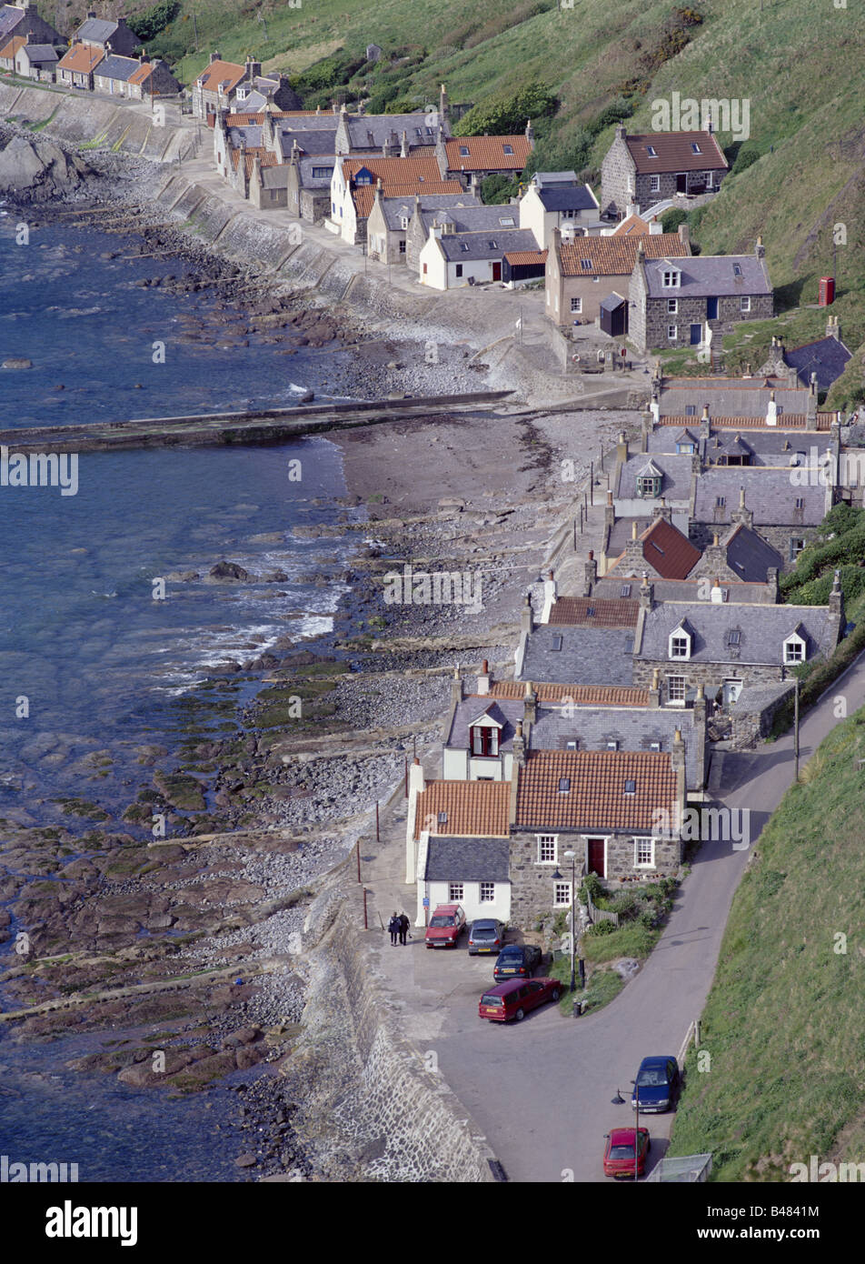 dh Gamrie Bay coast CROVIE ABERDEENSHIRE Village line of houses ...