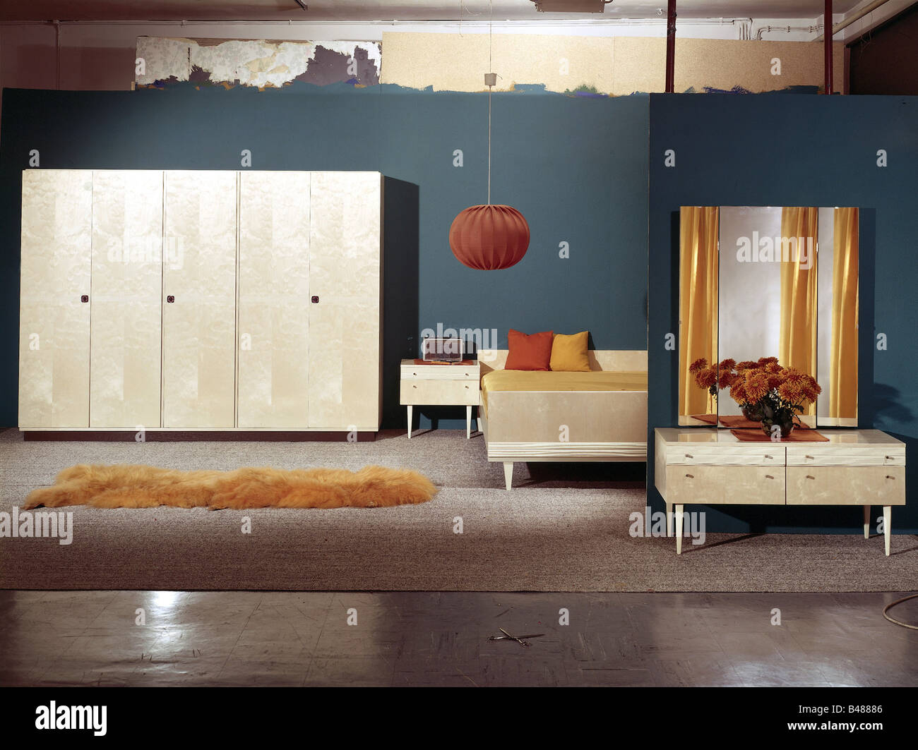 furnishing, bedroom, late 1960s, 60s Stock Photo - Alamy